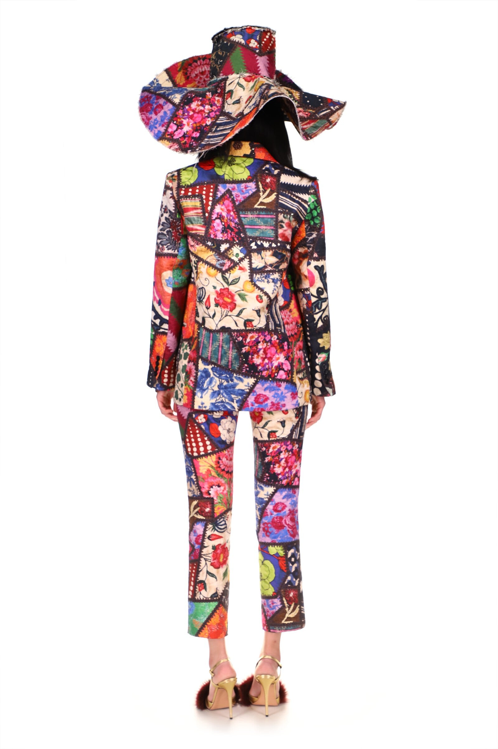 'HOTCH POTCH CRAZY QUILT' DOUBLE BREASTED JACKET WITH CRYSTAL SEAMS ...