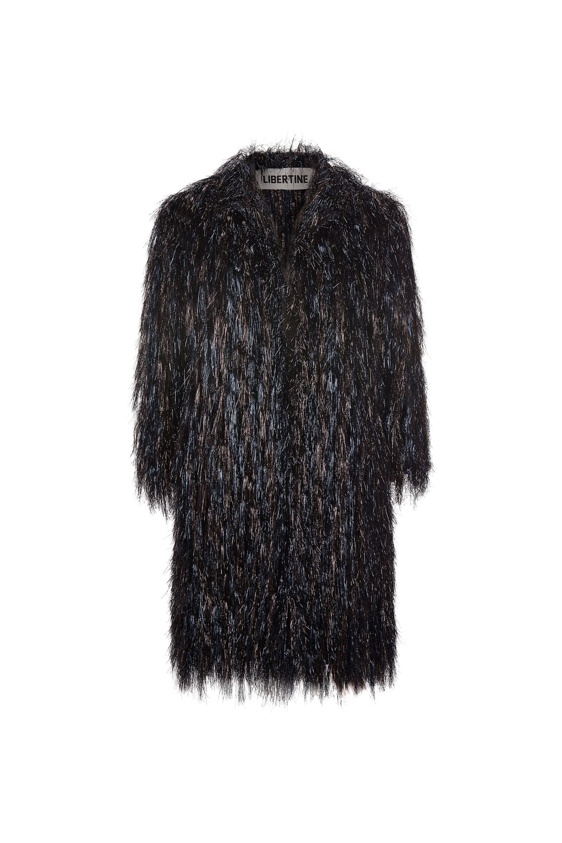 'GLAMOUR MONSTER' INKY BLACK OPEN LAPEL COAT – Libertine
