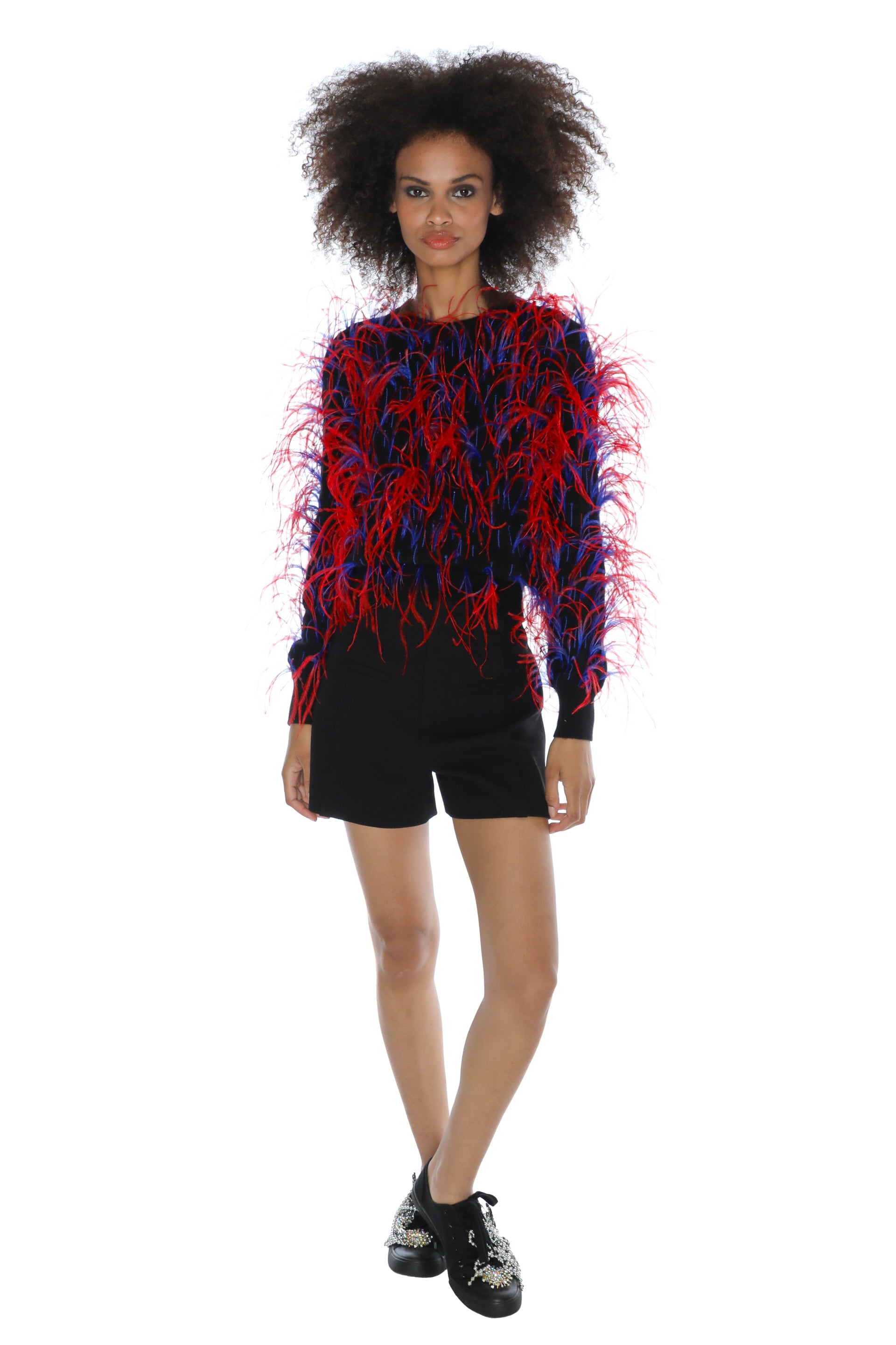 'WHAM BAM' FEATHERY SHRUNKEN PULLOVER SWEATER – Libertine