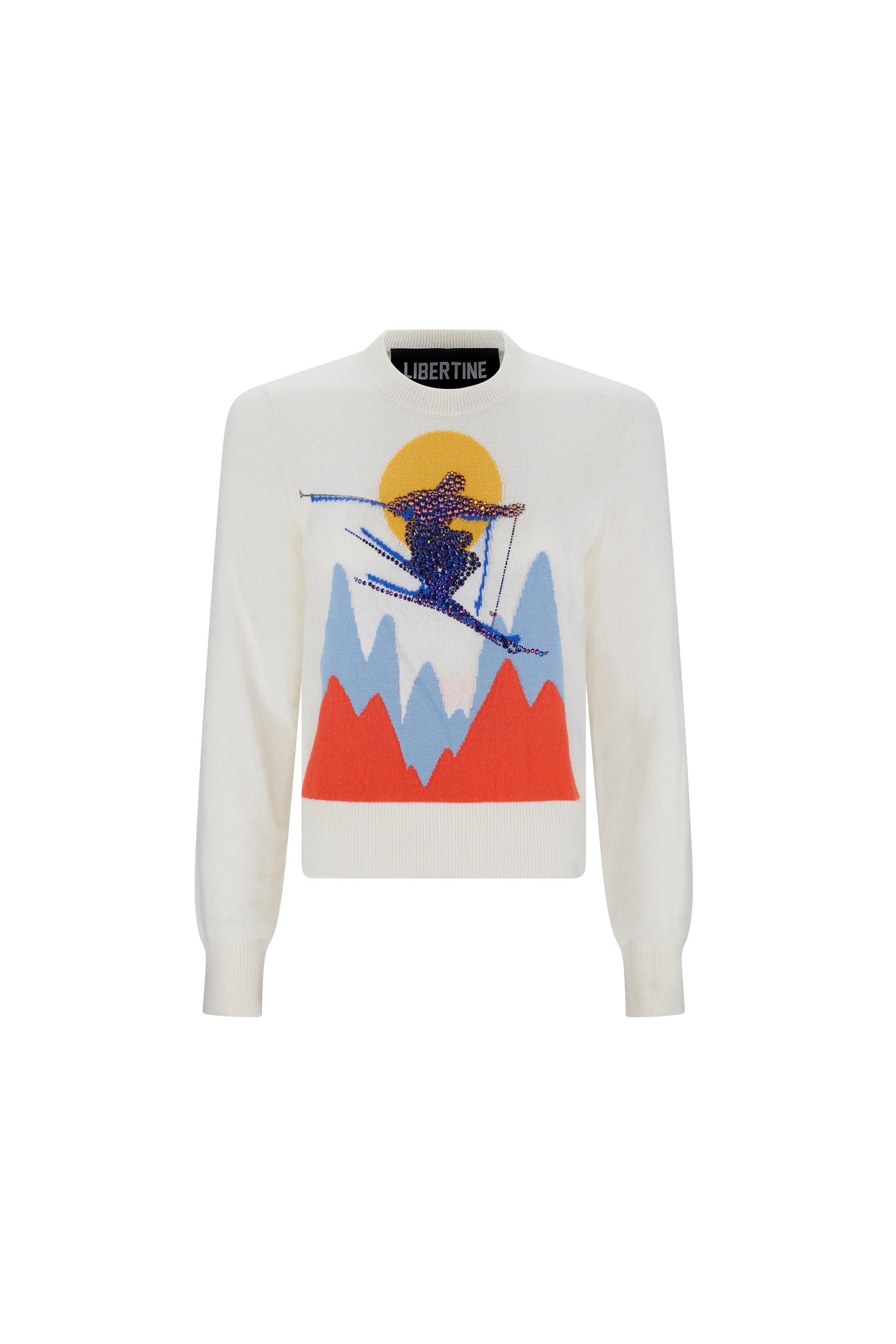 'SKI JUMP' SHRUNKEN PULLOVER SWEATER WITH CRYSTALS – Libertine