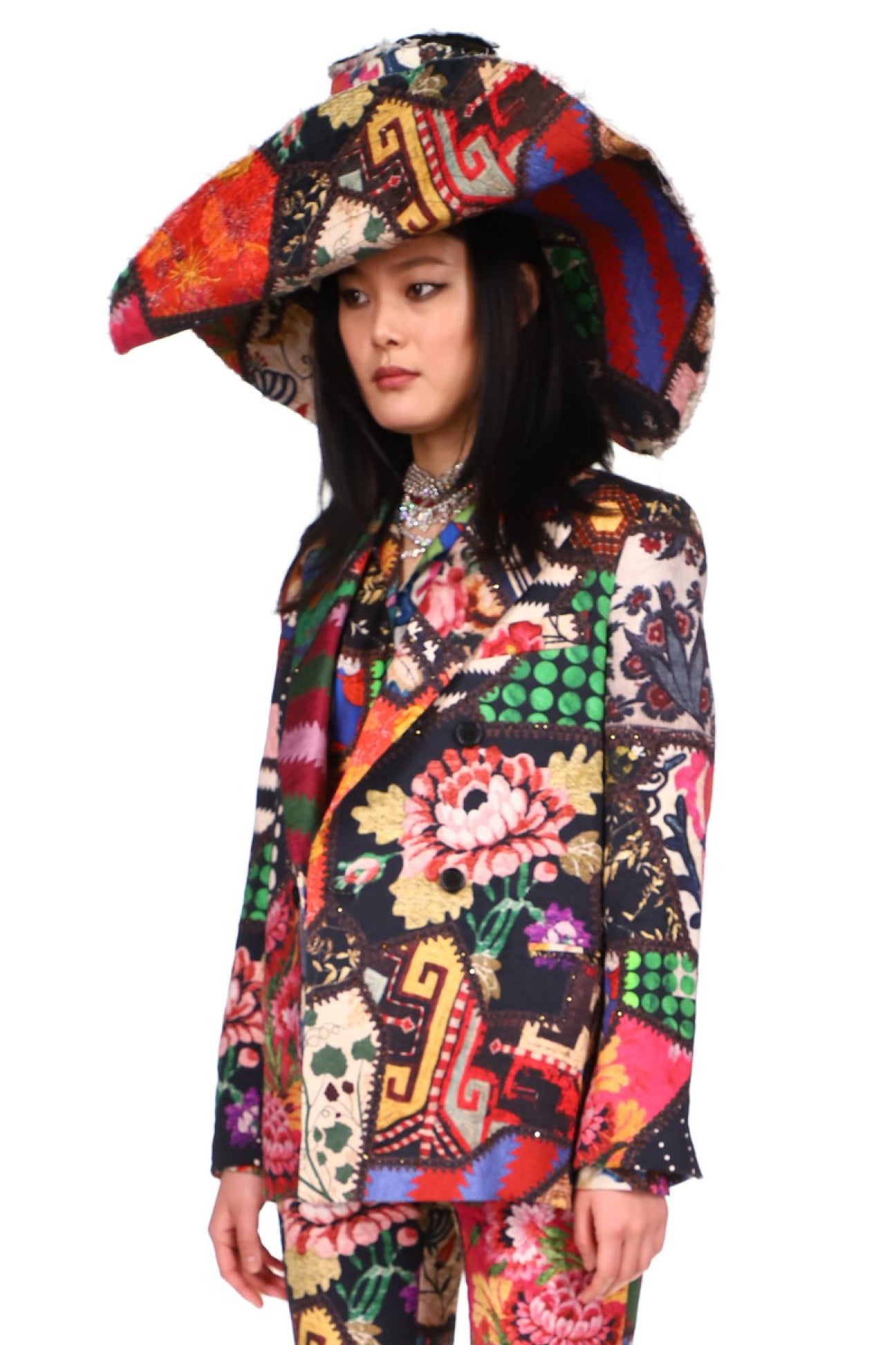 'HOTCH POTCH CRAZY QUILT' DOUBLE BREASTED JACKET WITH CRYSTAL SEAMS ...