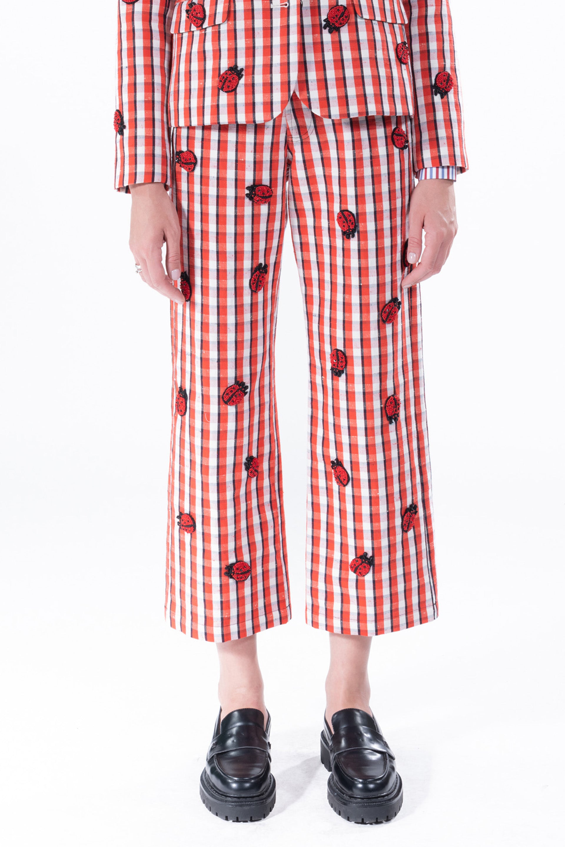 'LADYBUG SUMMER CHECK' CROPPED WIDE LEG PANT – Libertine