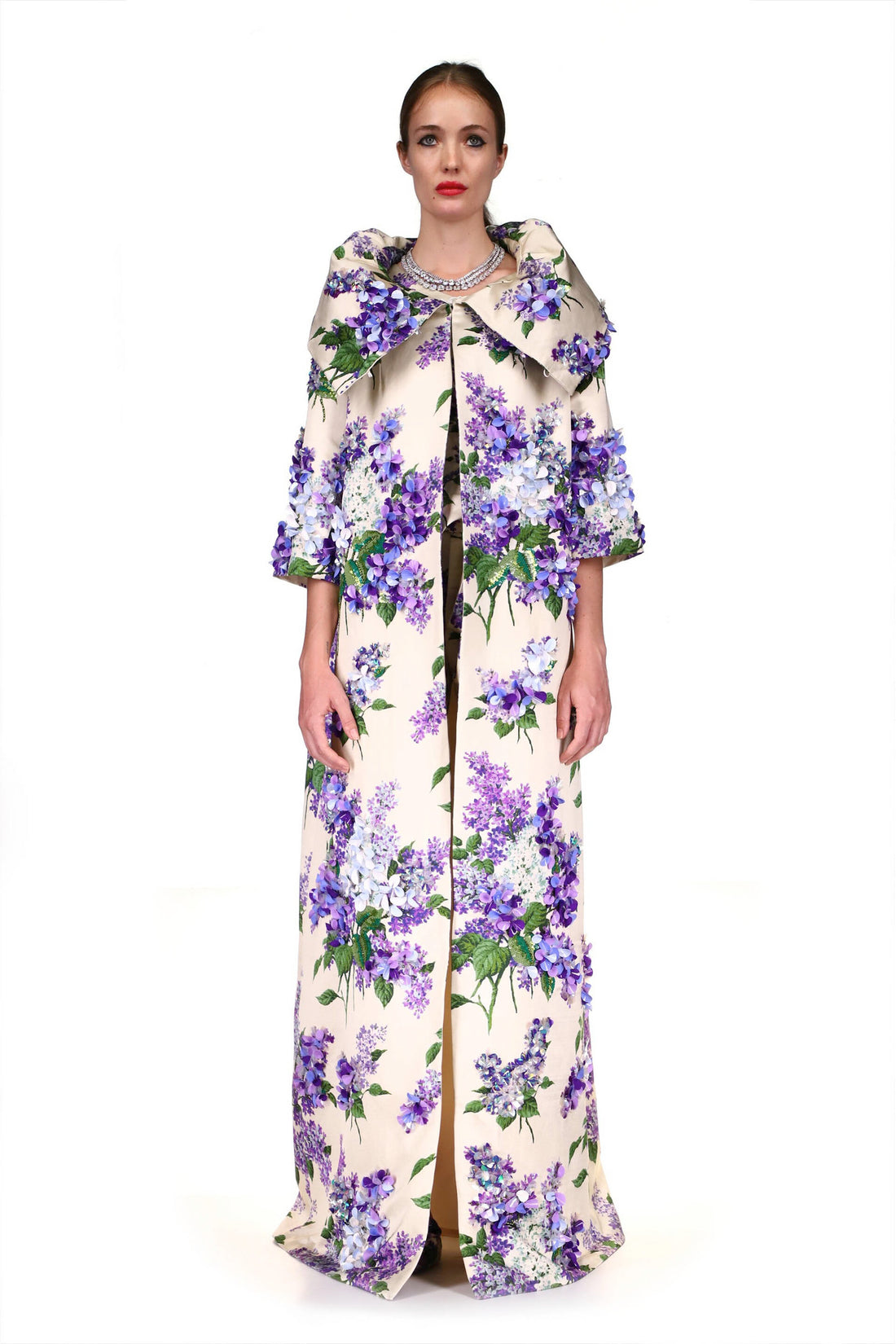 'EMBELLISHED LILAC GARDEN' GOWN LENGTH JACKIE OPERA COAT – Libertine
